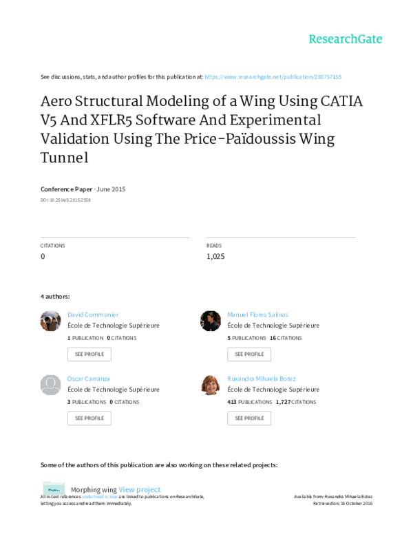 (PDF) Aero Structural Modeling of a Wing Using CATIA V5 And XFLR5 ...