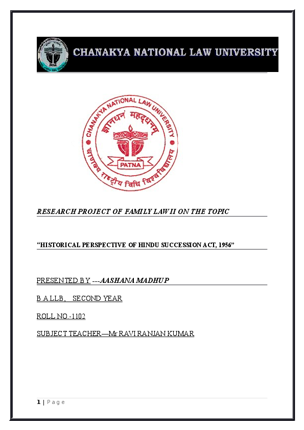 (DOC) RESEARCH PROJECT OF FAMILY LAW II ON THE TOPIC