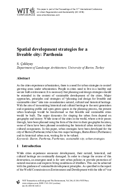 (PDF) Spatial development strategies for a liveable city: Parthenia