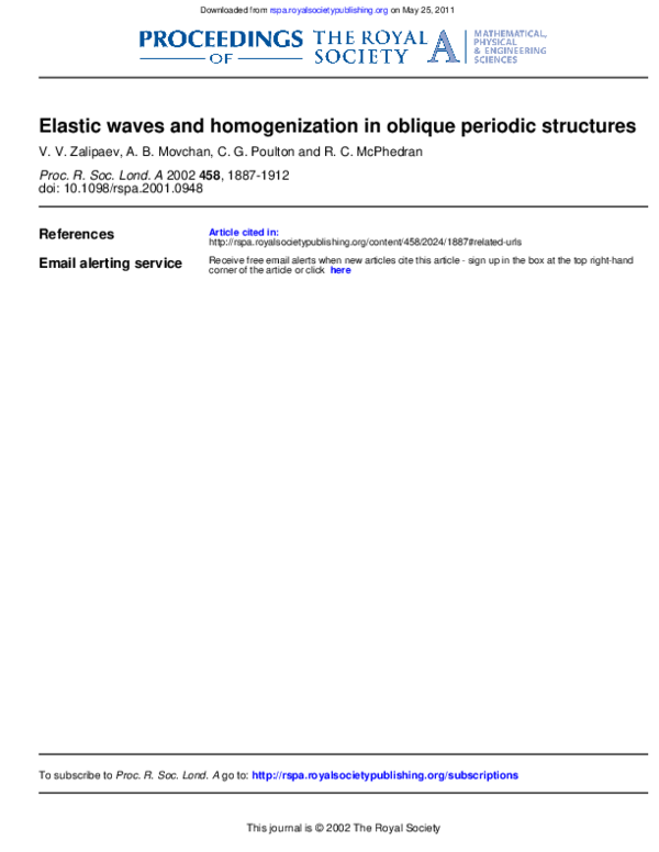 (PDF) Elastic waves and homogenization in oblique periodic structures