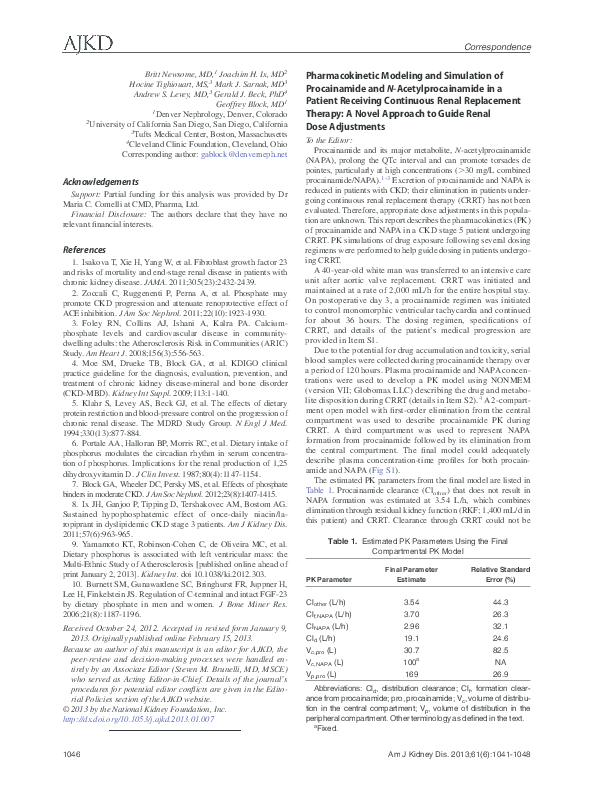 (PDF) Pharmacokinetic Modeling and Simulation of Procainamide and N ...