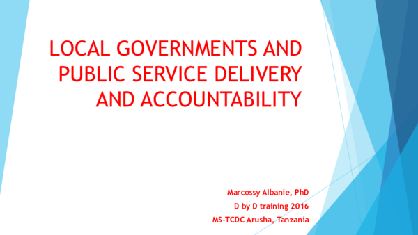 (PDF) LOCAL GOVERNMENTS AND PUBLIC SERVICE DELIVERY AND ACCOUNTABILITY