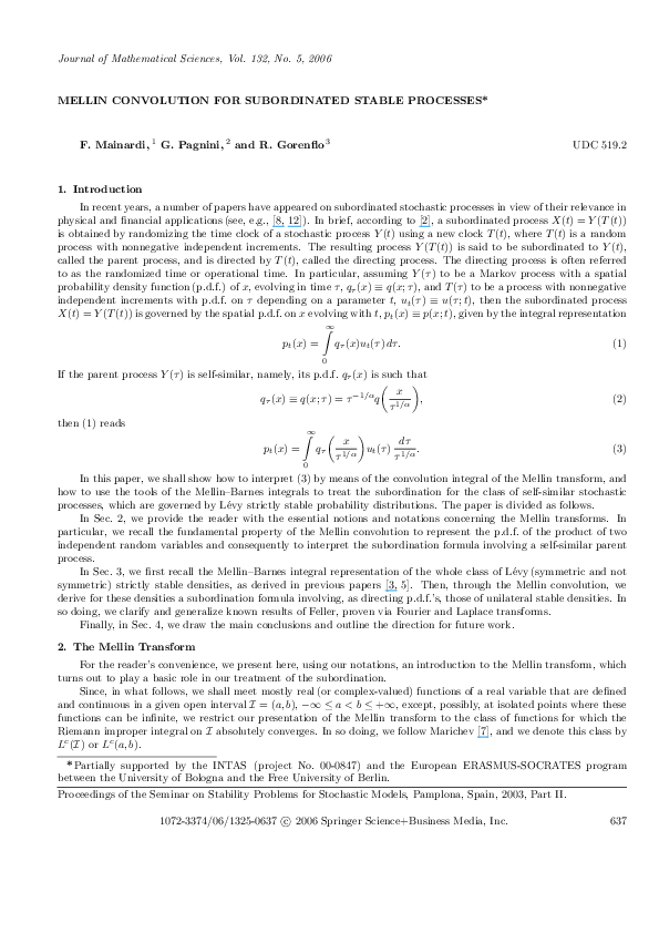 (PDF) Mellin Convolution for Subordinated Stable Processes