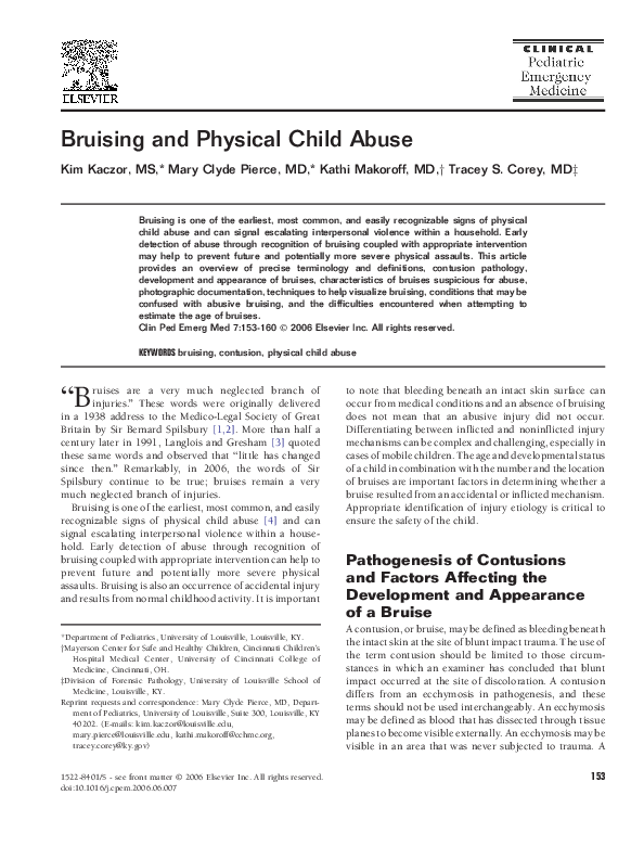 (PDF) Bruising and Physical Child Abuse