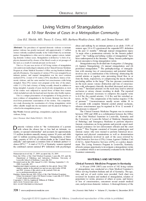(PDF) Living Victims of Strangulation