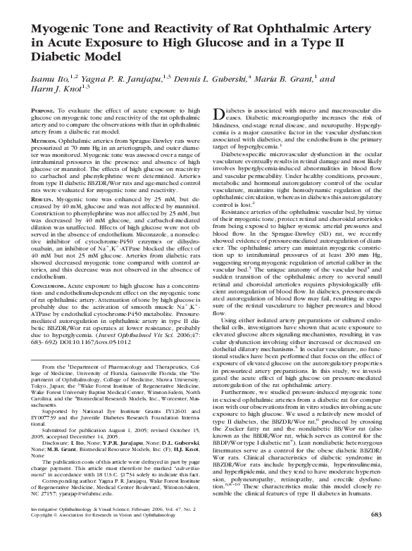 (PDF) Myogenic Tone and Reactivity of the Rat Ophthalmic Artery