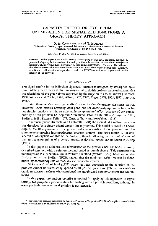 (PDF) Capacity factor or cycle time optimization for signalized ...