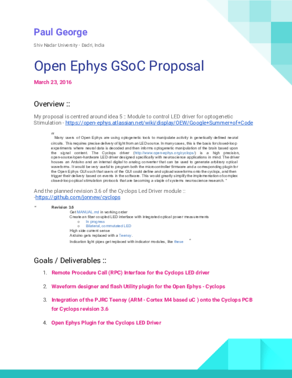 (PDF) Project Proposal GSOC - 2016 : Open Ephys