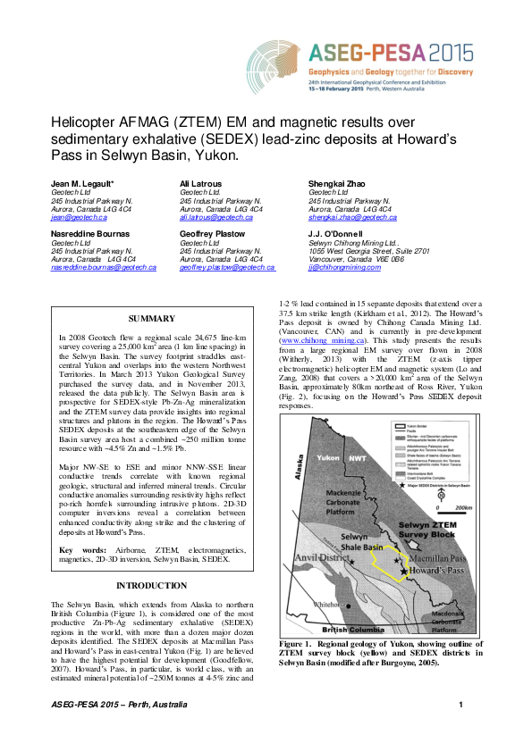 (PDF) Helicopter AFMAG (ZTEM) EM and magnetic results over sedimentary ...