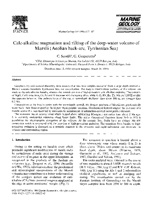 (PDF) Calc-alkaline magmatism and rifting of the deep-water volcano of ...