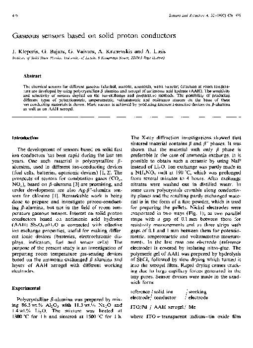 (PDF) Gaseous sensors based on solid proton conductors