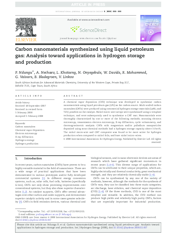 (PDF) Carbon nanomaterials synthesized using liquid petroleum gas: Analysis toward applications ...