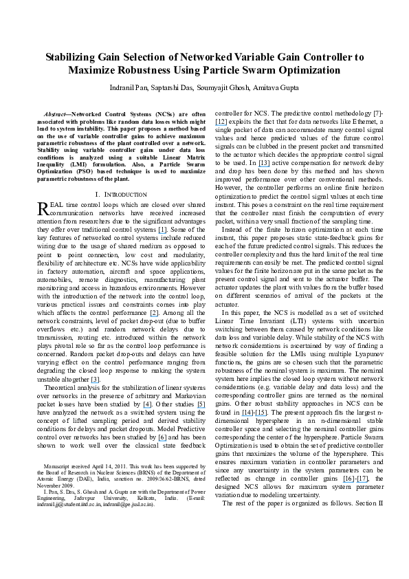 (PDF) Stabilizing Gain Selection of Networked Variable Gain Controller to Maximize Robustness ...