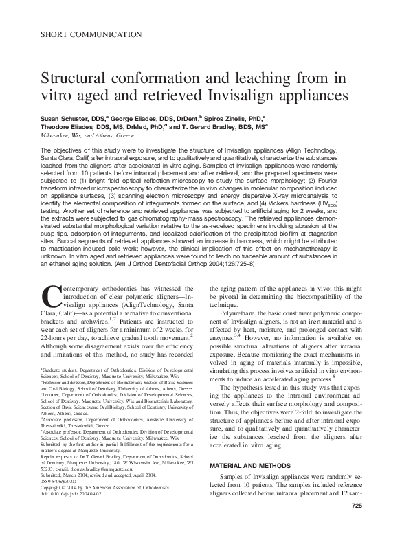 (PDF) Structural conformation and leaching from in vitro aged and ...