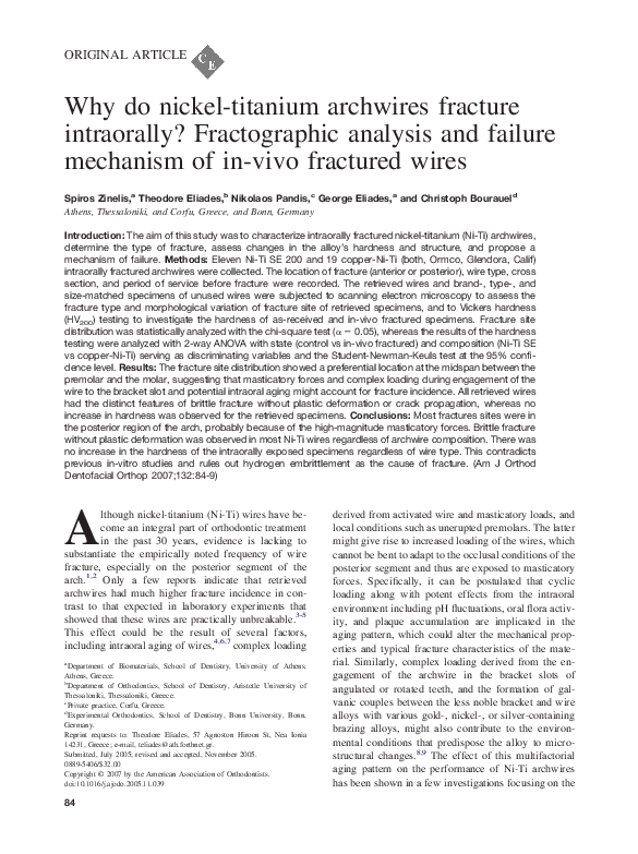 (PDF) Why do nickel-titanium archwires fracture intraorally ...