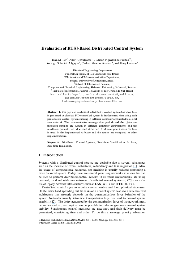 (PDF) Evaluation of RTSJ-Based Distributed Control System