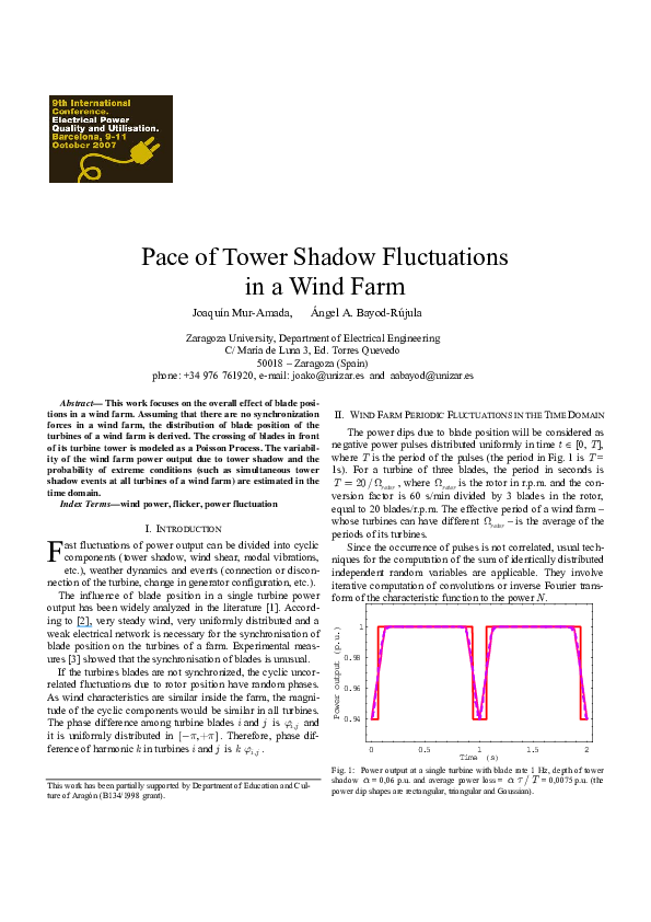 (PDF) Pace of tower shadow fluctuations in a wind farm