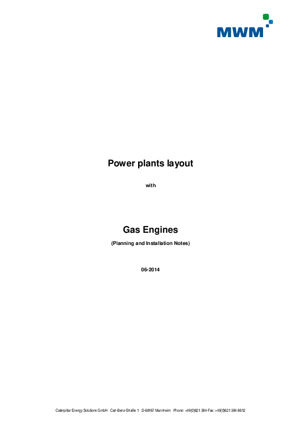 Power plants layout with Gas Engines (Planning and Installation Notes ...