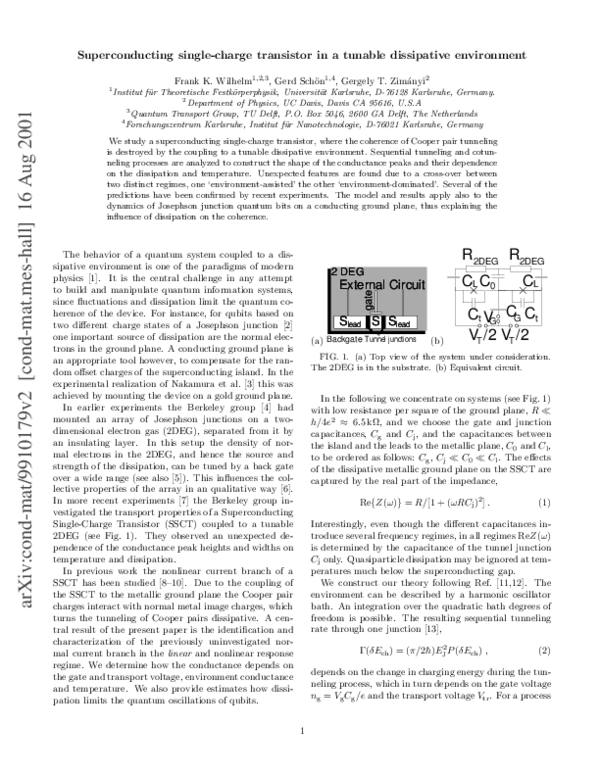 (PDF) Superconducting Single-Charge Transistor in a Tunable Dissipative ...