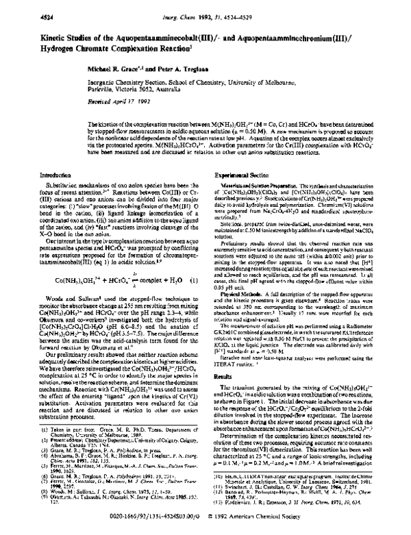 (PDF) Kinetic studies of the aquopentaamminecobalt(III)/- and ...