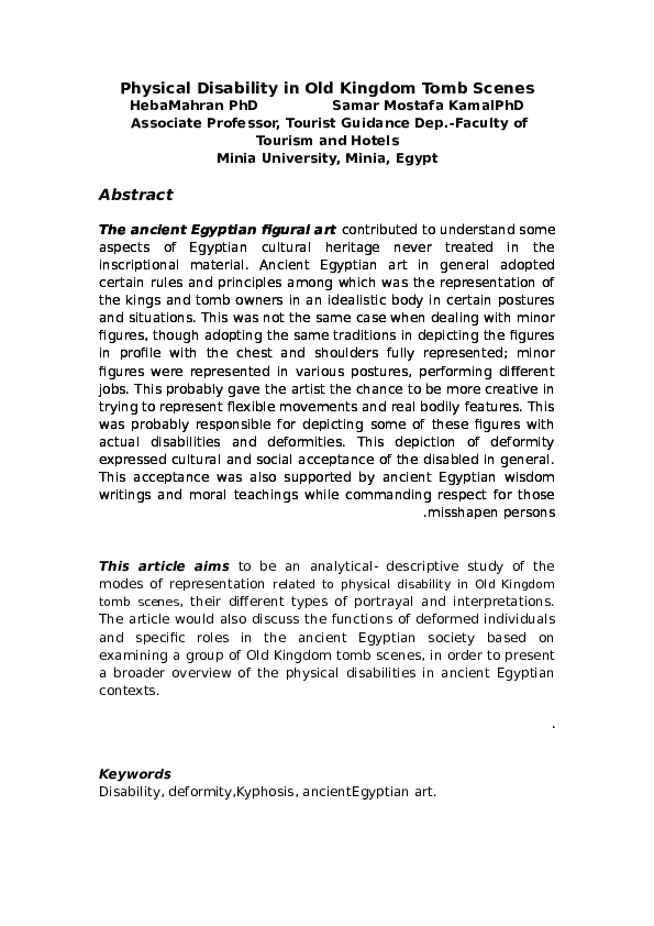 (DOC) Physical Disability in Old Kingdom Tomb Scenes