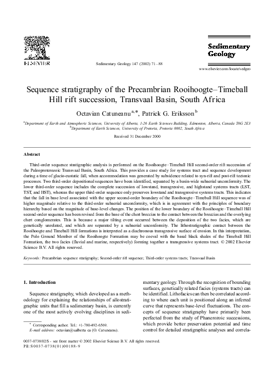 (PDF) Sequence stratigraphy of the Precambrian Rooihoogte–Timeball Hill ...