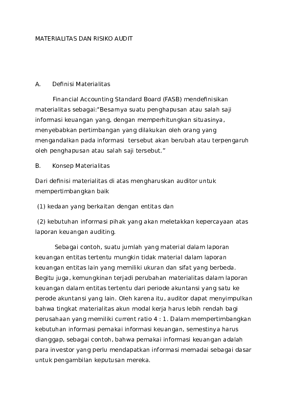 (DOC) MATERIALITAS DAN RISIKO AUDIT
