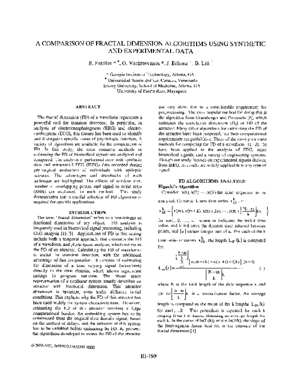 (PDF) A comparison of waveform fractal dimension algorithms