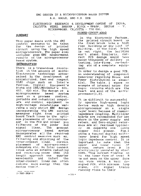 Pdf Emc Design In A Microprocessor Based System