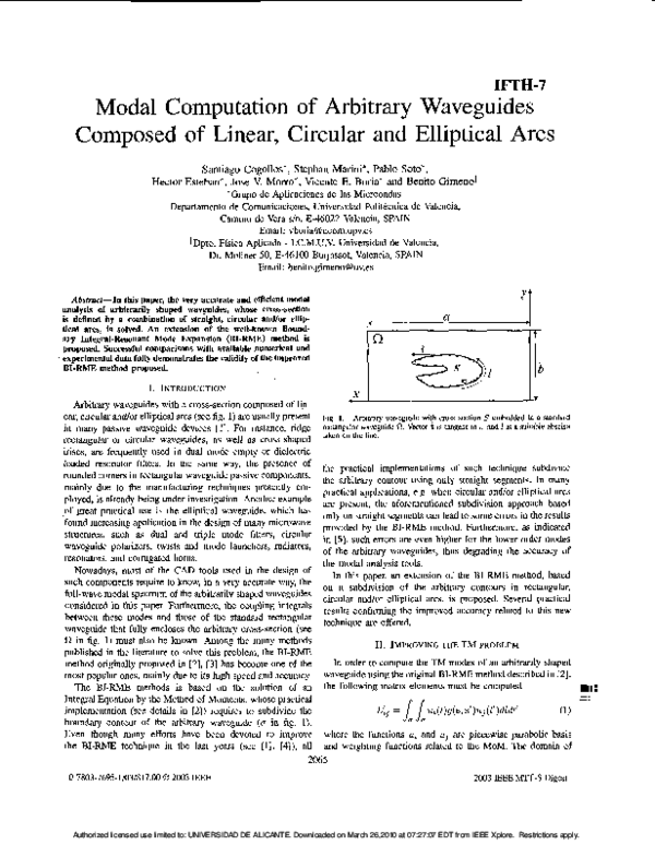 (PDF) Modal computation of arbitrary waveguides composed of linear, circular and elliptical arcs