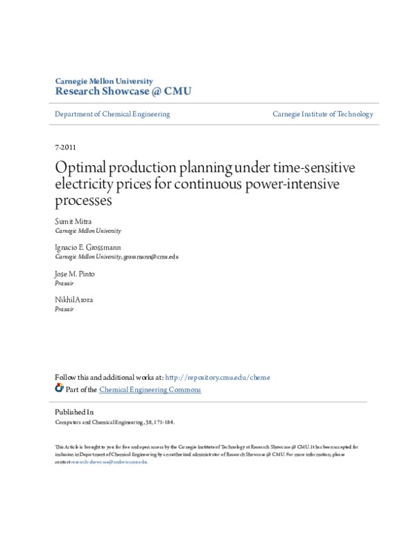 (PDF) Optimal production planning under time-sensitive electricity ...