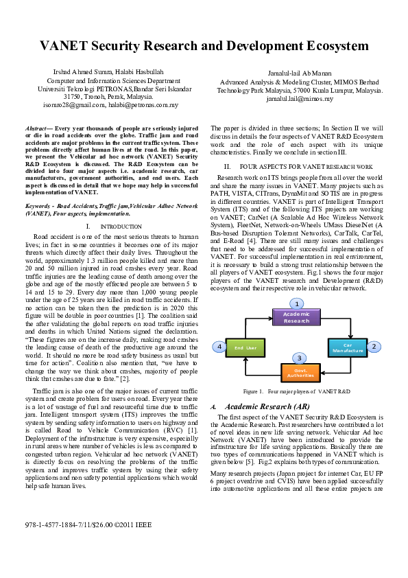 (PDF) VANET security research and development ecosystem