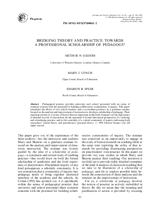 (PDF) Bridging theory and practice