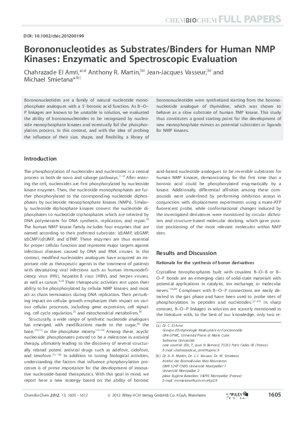 (PDF) Borononucleotides as Substrates/Binders for Human NMP Kinases ...