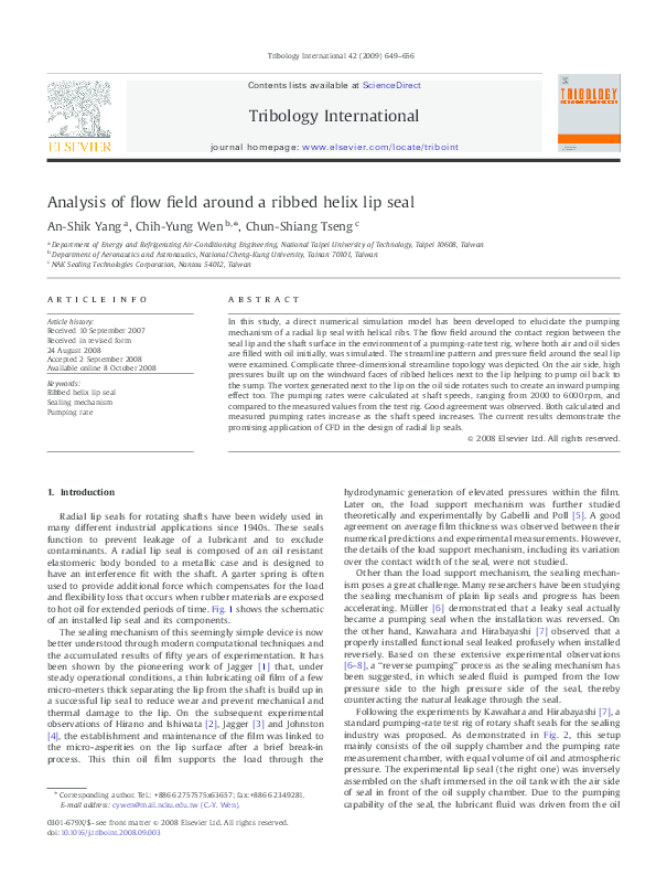 (PDF) Analysis of flow field around a ribbed helix lip seal