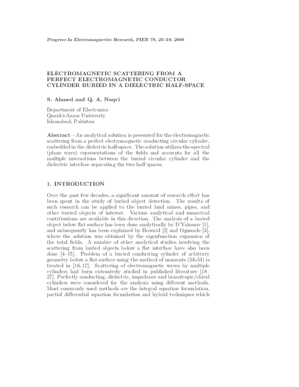(PDF) ELECTROMAGNETIC SCATTERING FROM A PERFECT ELECTROMAGNETIC ...