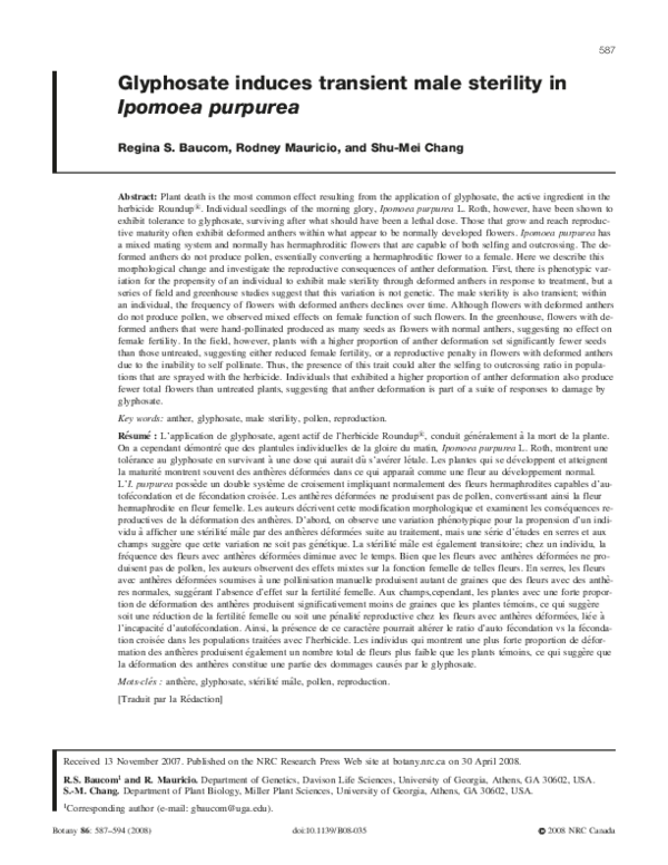 (PDF) Glyphosate induces transient male sterility in Ipomoea purpurea