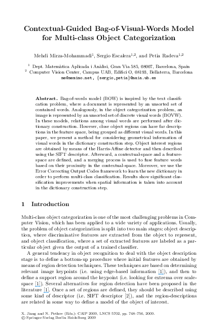 (PDF) Contextual-Guided Bag-of-Visual-Words Model for Multi-class Object Categorization