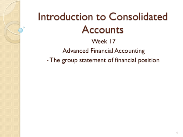 (PDF) Introduction to Consolidated Accounts