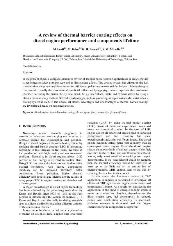 (PDF) A review of thermal barrier coating effects on diesel engine performance and components ...