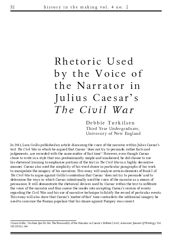 (PDF) Rhetoric Used by the Voice of the Narrator in Julius Caesar's ...