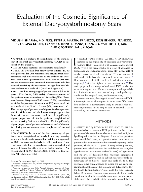 (PDF) Evaluation of the Cosmetic Significance of External ...