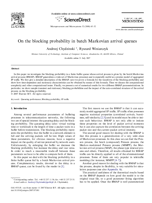 (PDF) On the blocking probability in batch Markovian arrival queues