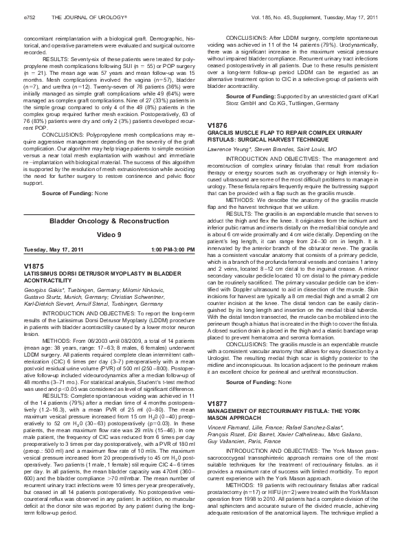 (PDF) V1877 MANAGEMENT OF RECTOURINARY FISTULA: THE YORK MASON APPROACH