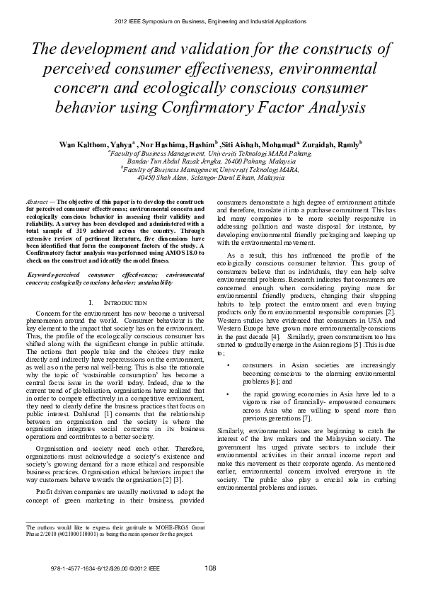 (PDF) The development and validation for the constructs of perceived consumer effectiveness ...