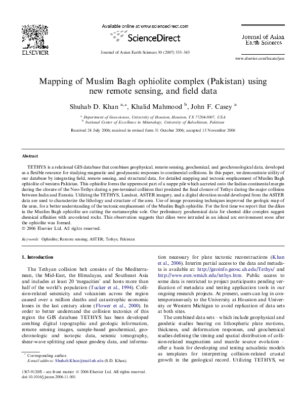 (PDF) Mapping of Muslim Bagh ophiolite complex (Pakistan) using new ...