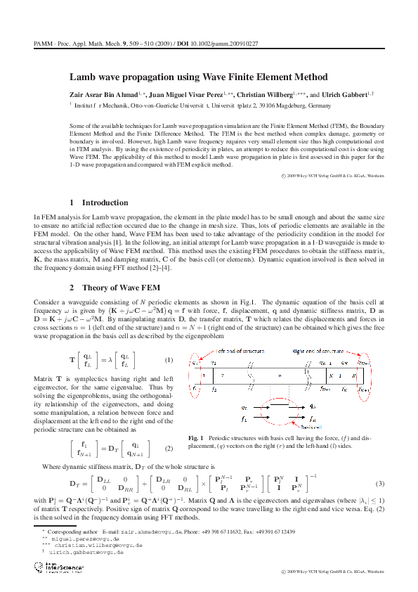 Pdf Lamb Wave Propagation Using Wave Finite Element Method