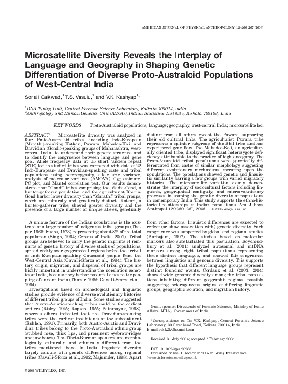 (PDF) Microsatellite Diversity Reveals the Interplay of Language and ...