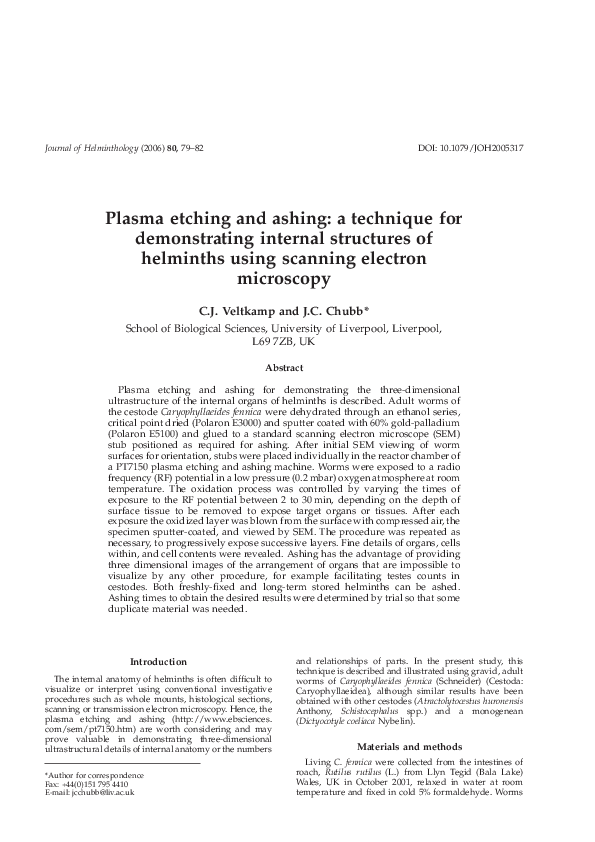 (PDF) Plasma etching and ashing: a technique for demonstrating internal ...