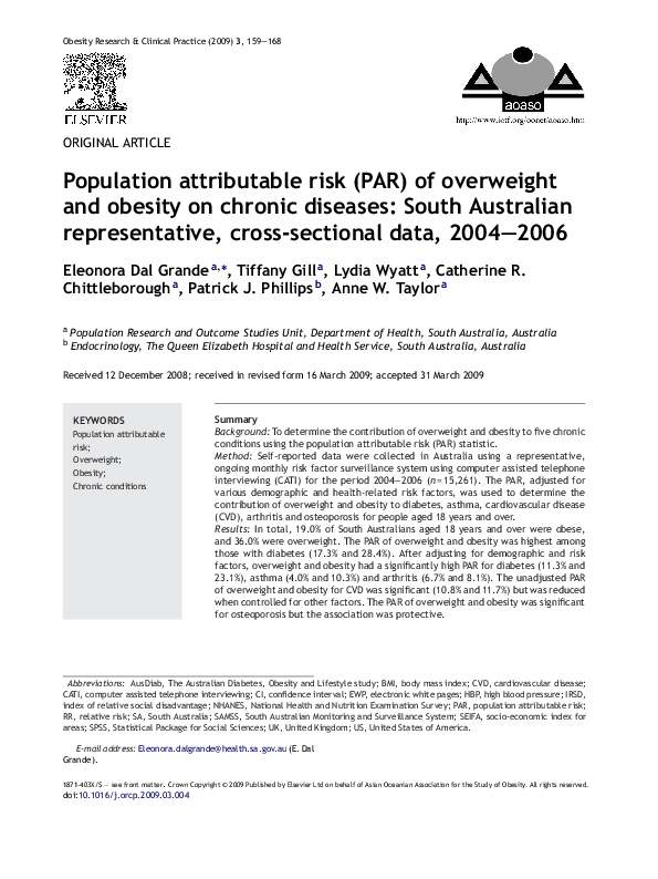 (PDF) Population attributable risk (PAR) of overweight and obesity on ...